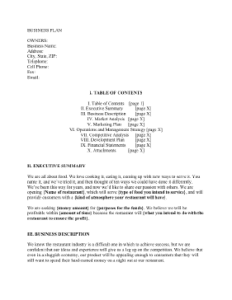 21+ Free 32+ Free Restaurant Business Plan Templates - Word Excel Formats